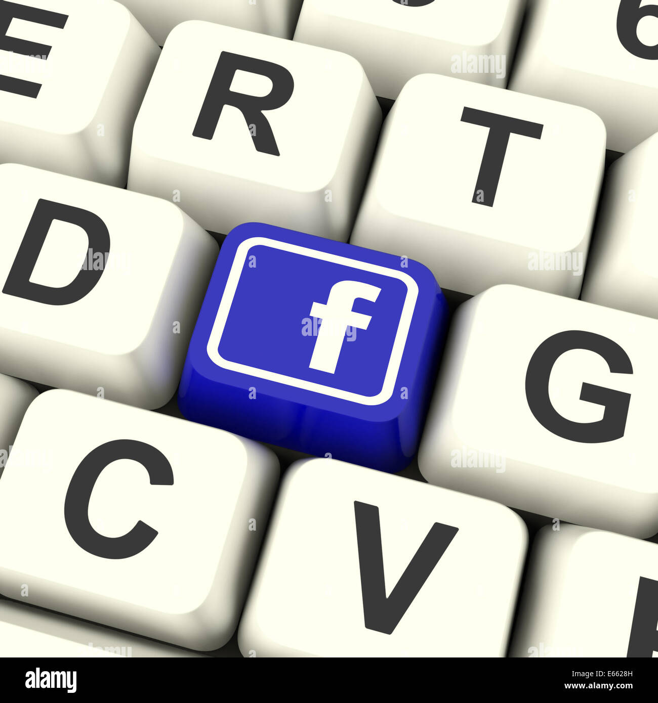 Facebook Key Means Connect To Face Book Stock Photo - Alamy