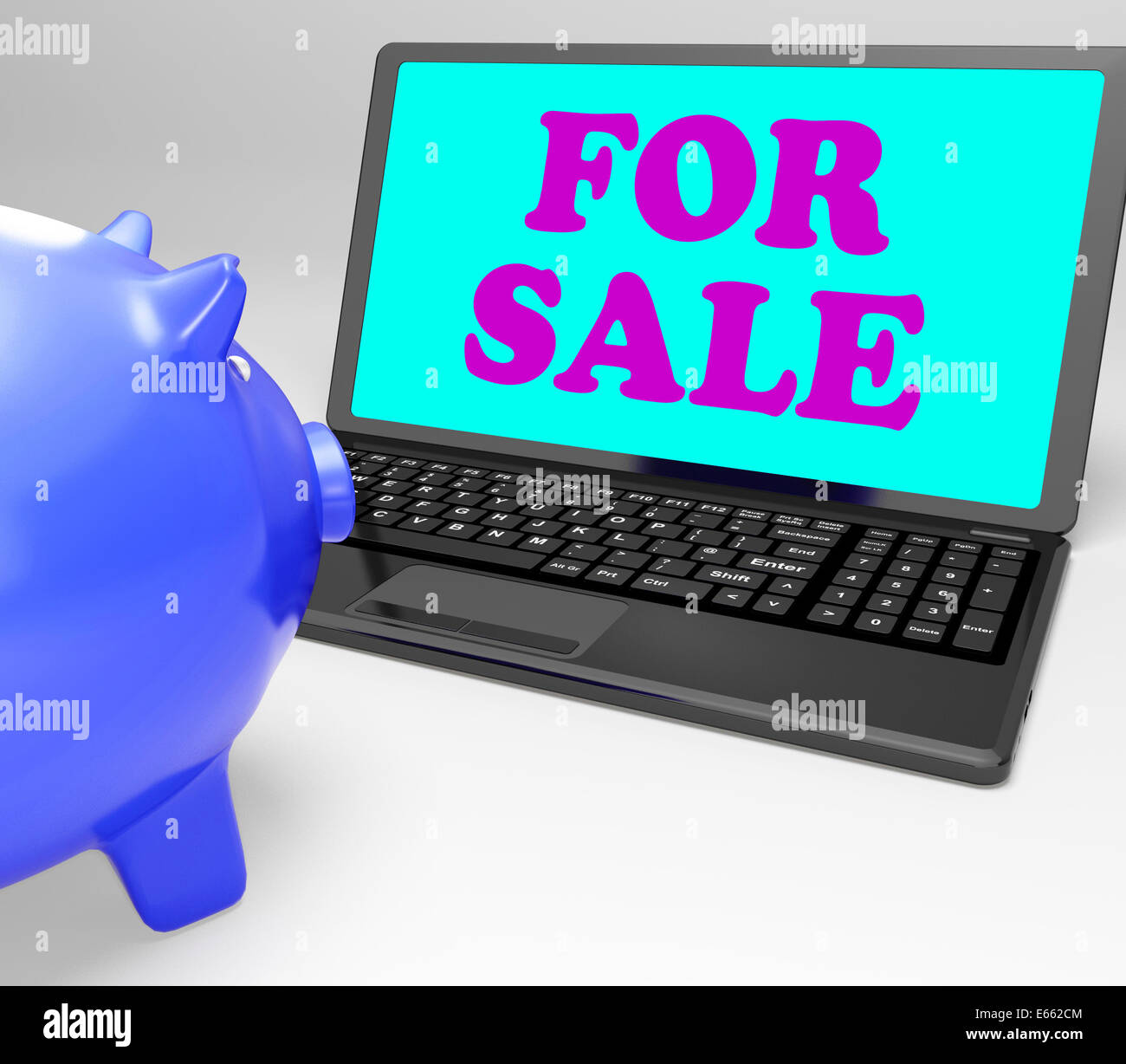 For Sale Laptop Meaning Advertising Products To Buyers Stock Photo - Alamy