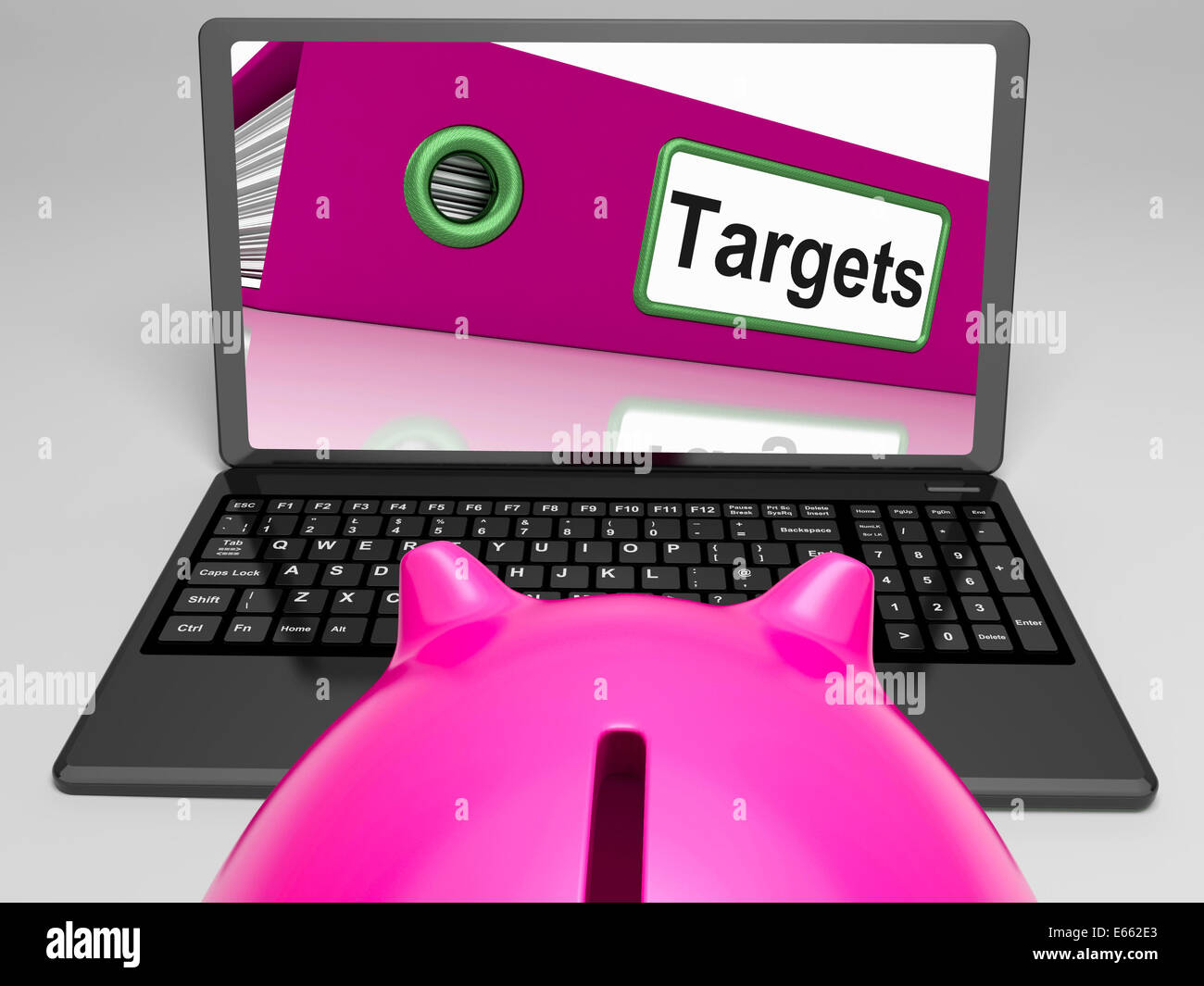 Targets Laptop Meaning Aims Objectives And Goal setting Stock Photo - Alamy