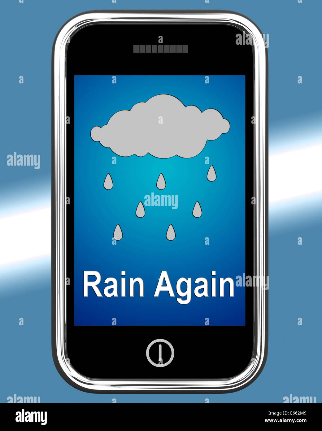 Rain Again On Phone Showing Wet Miserable Weather Stock Photo - Alamy
