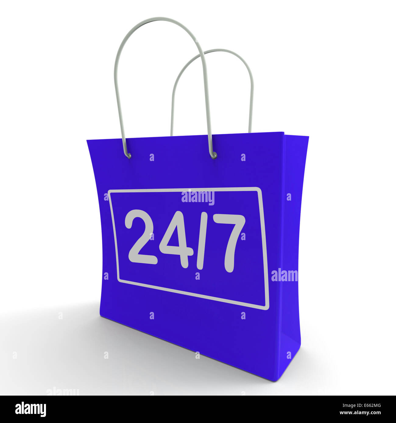 Twenty Four Seven Shopping Bag Showing Open 24/7 Stock Photo - Alamy