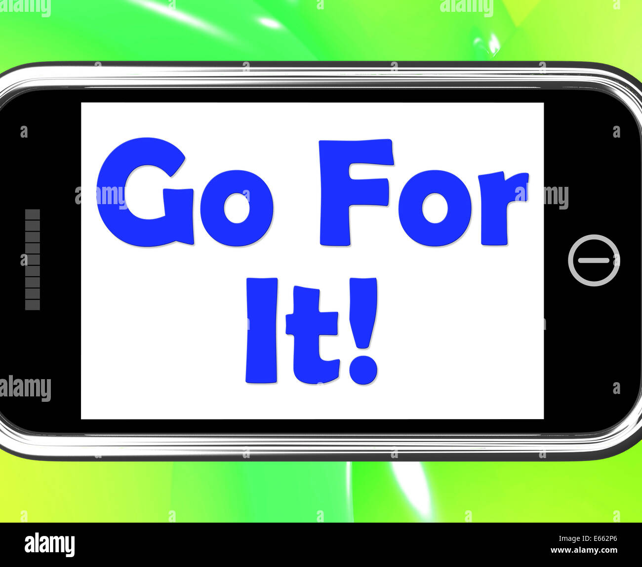Go For It On Phone Showing Take Action Stock Photo - Alamy