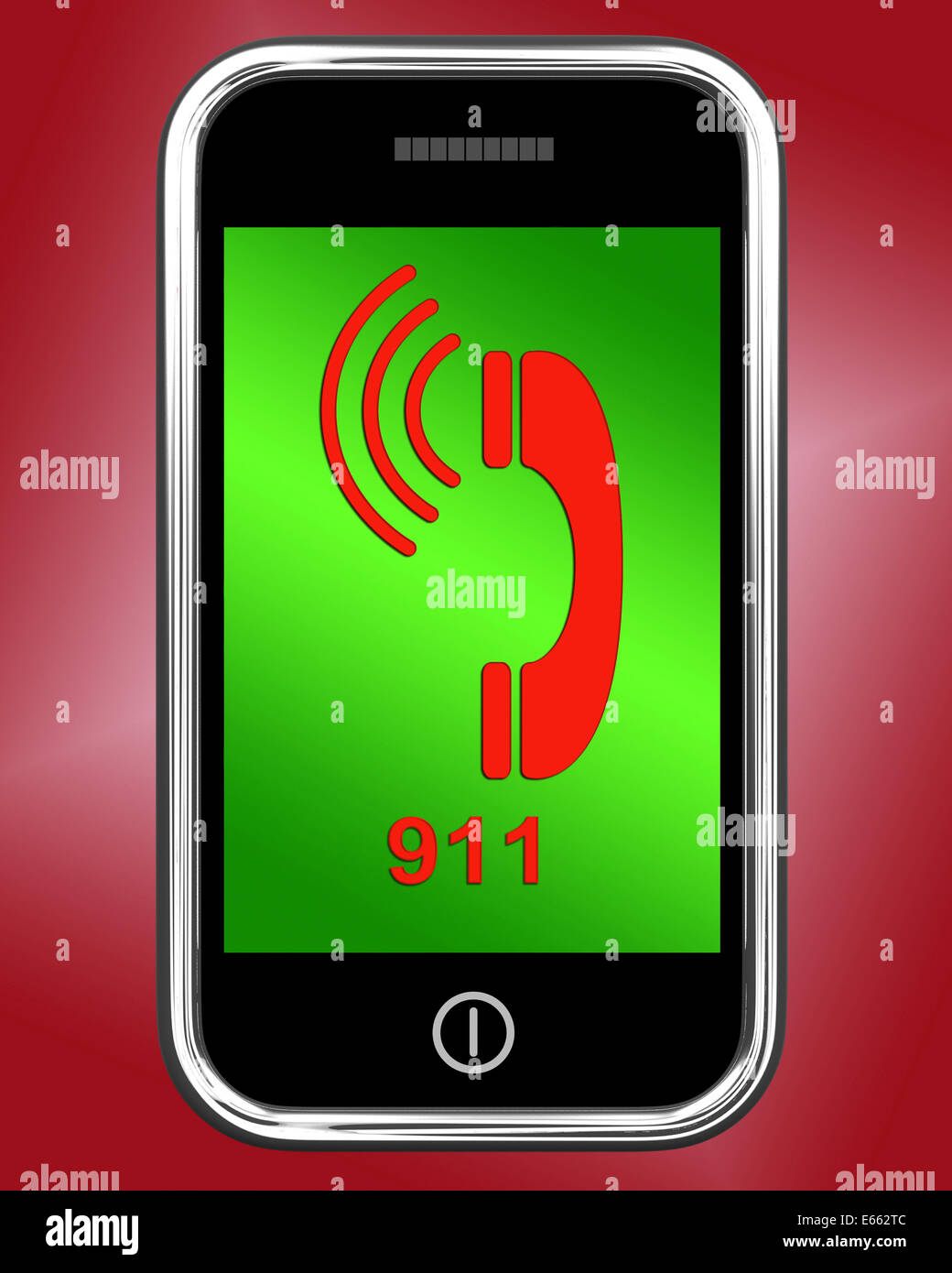 Nine One On Phone Showing Call Emergency Help Rescue 911 Stock Photo ...