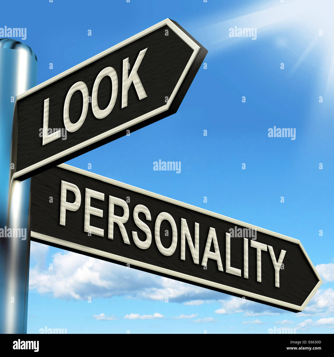 Look Personality Signpost Showing Appearance And Character Stock Photo ...