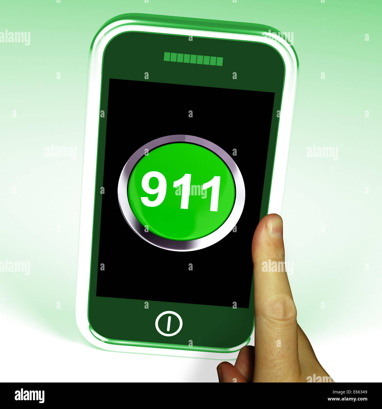 Nine One On Phone Showing Call Emergency Help Rescue 911 Stock Photo ...