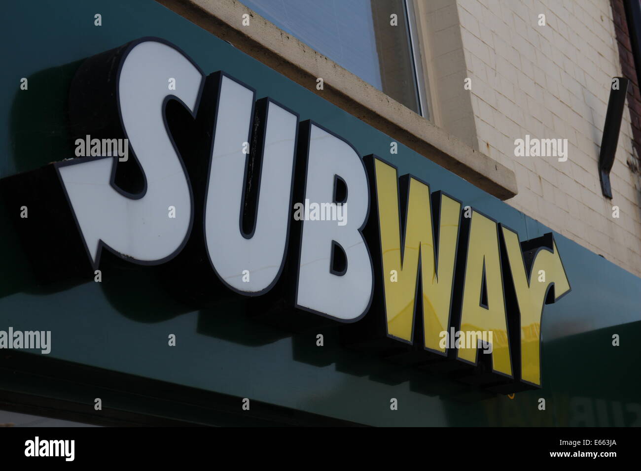 Subway fast food store sign Stock Photo - Alamy