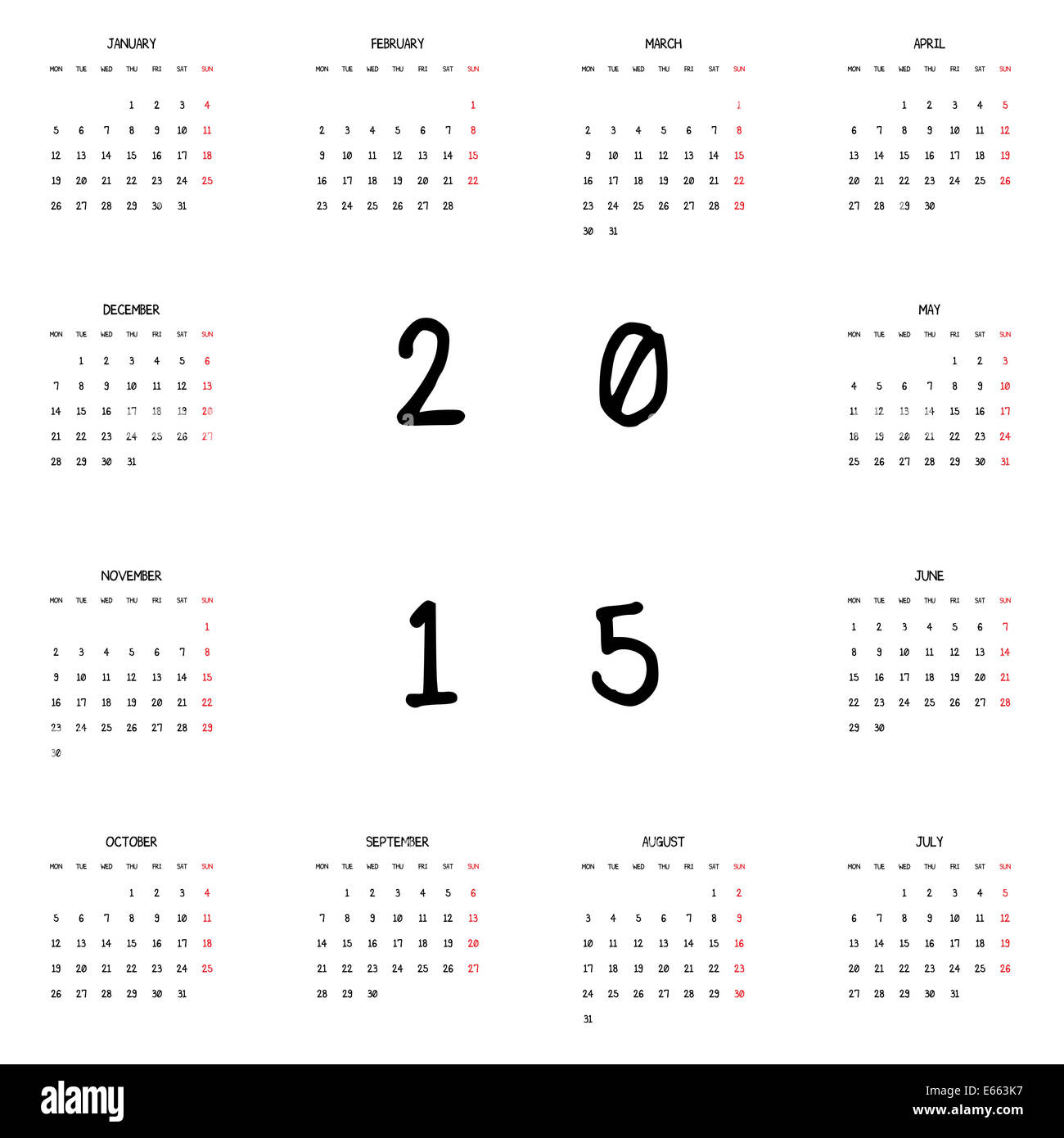2015 calendar vector illustration Cut Out Stock Images & Pictures - Alamy