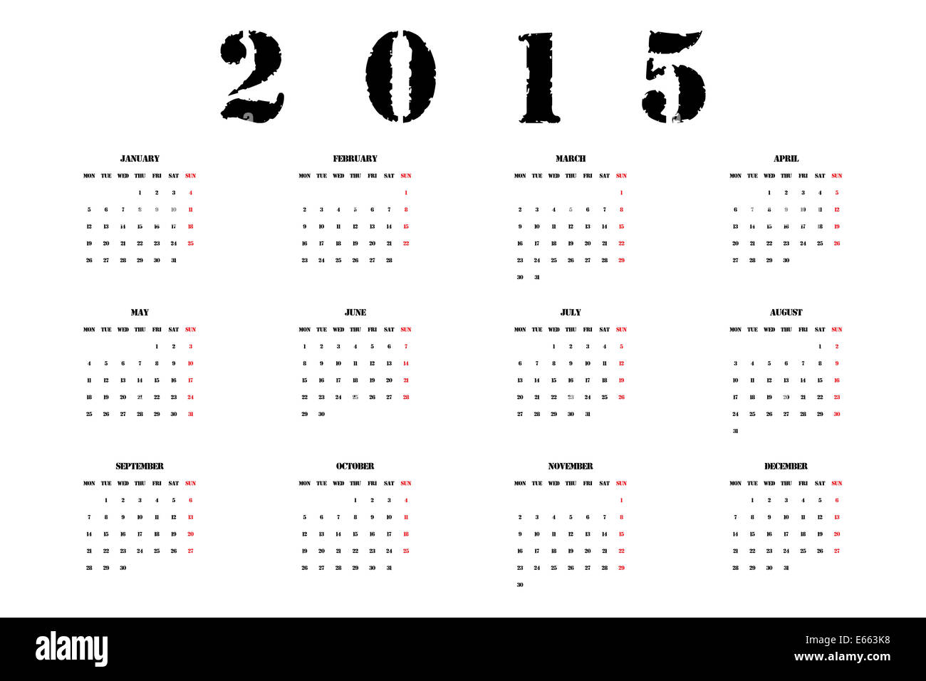 2015 calendar vector illustration Cut Out Stock Images & Pictures - Alamy