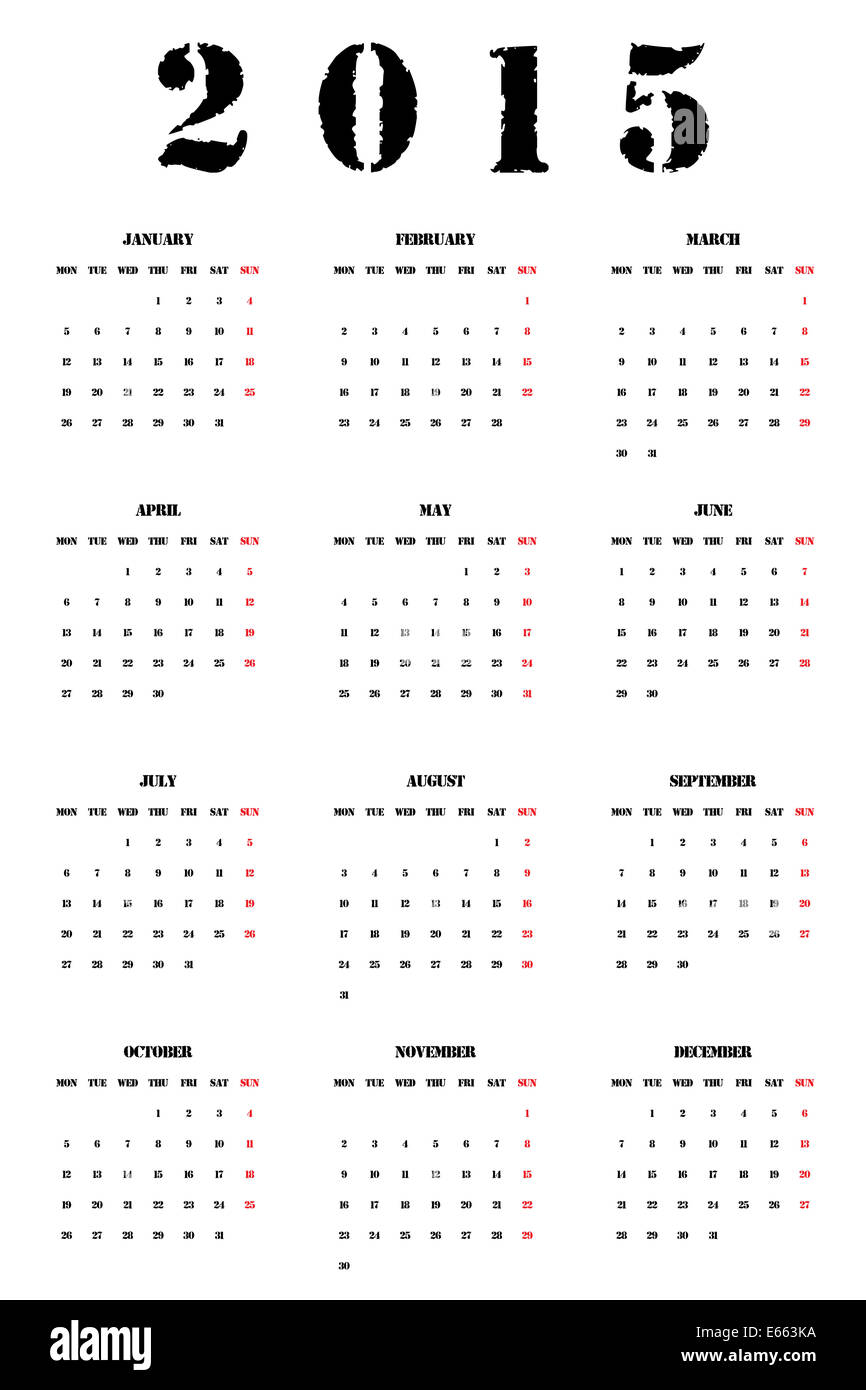 2015 Planner Calendar Stock Photo - Alamy