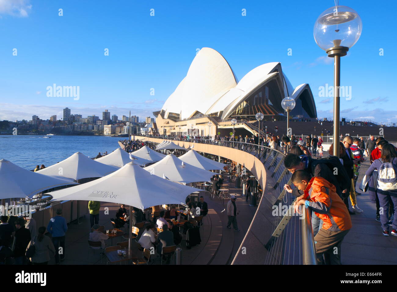 sydney opera house and crowded opera bar, sydney,australia Stock Photo ...
