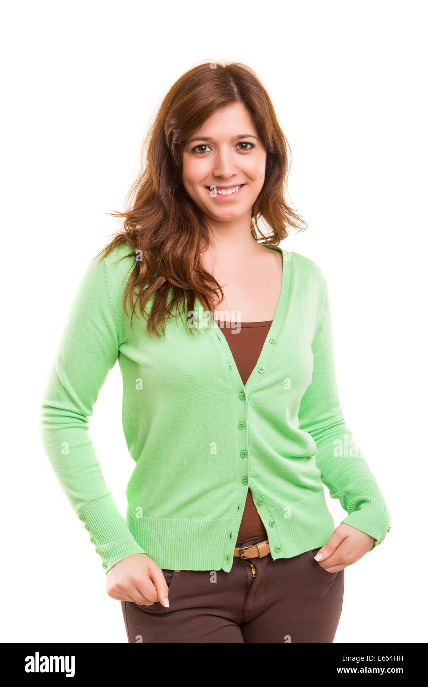 A Very Beautiful Young Woman Posing Isolated Over Copy Space Background