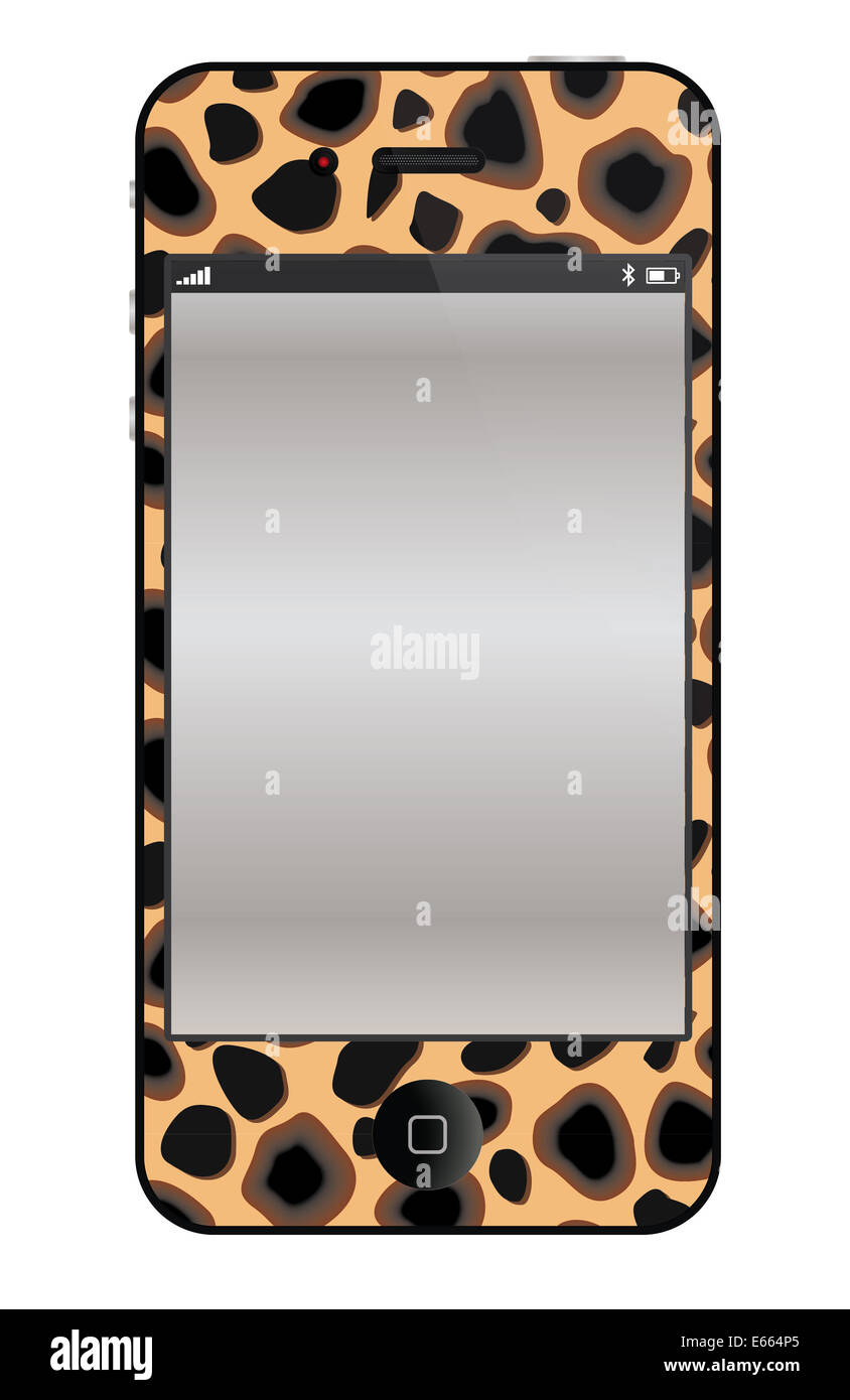 Realistic Looking Smart Phone in a Cheetah design Stock Photo - Alamy