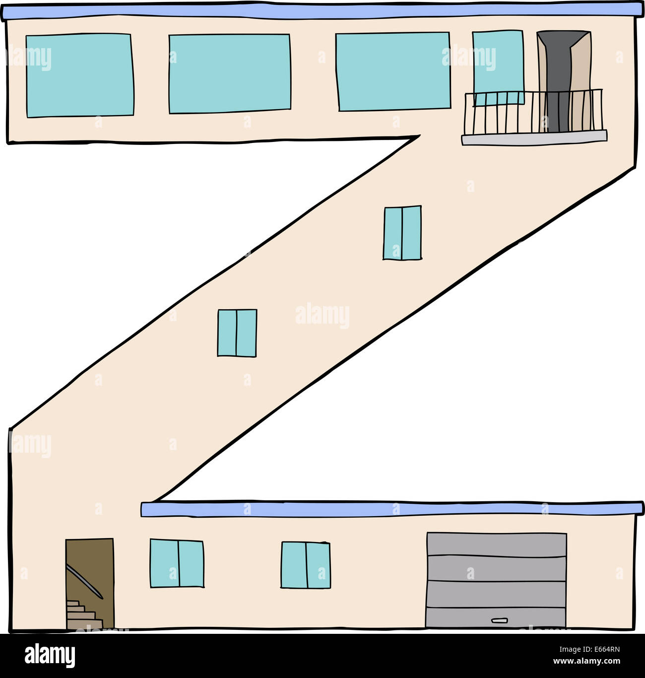 Isolated letter Z as contemporary house with garage and balcony Stock ...