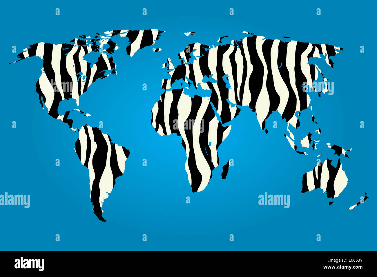 Map of the world filled with a Zebra pattern Stock Photo - Alamy