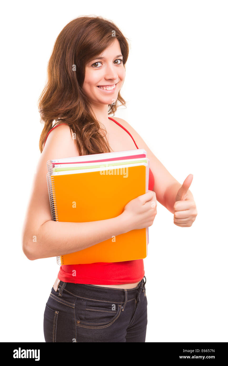A beautiful student posing isolated over a white background Stock Photo ...