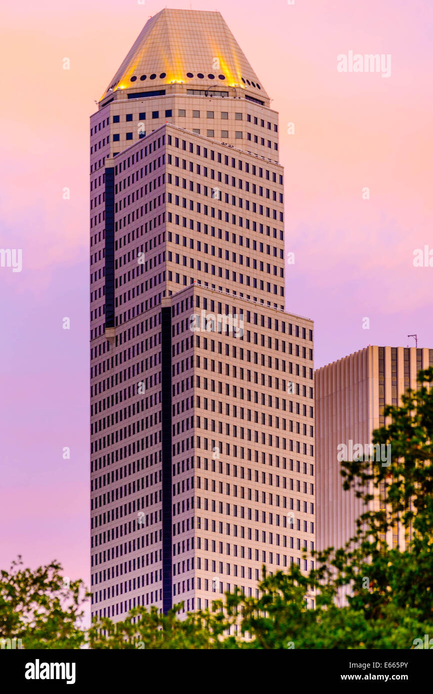 Houston downtown buildings at dusk Stock Photo - Alamy