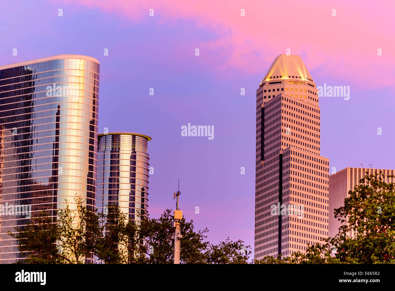 Houston downtown buildings at dusk Stock Photo - Alamy