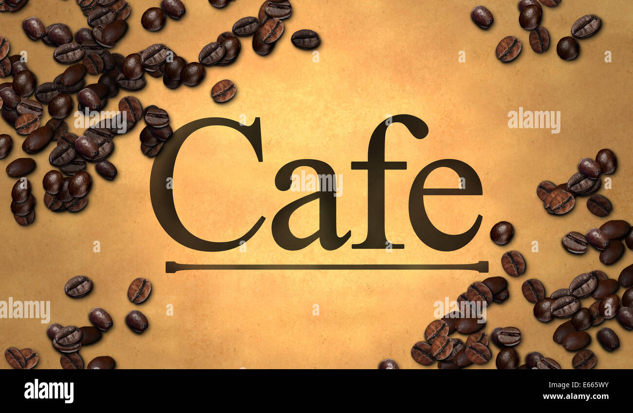 Coffee text Bean on Old Paper Stock Photo - Alamy