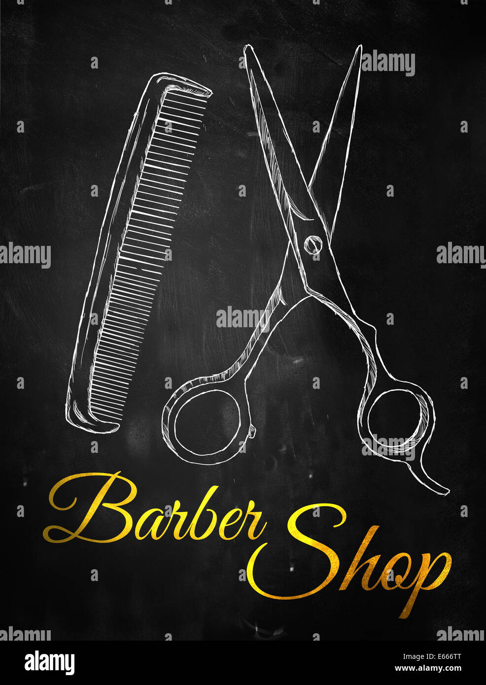 Barber shop Scissors comb Drawing Sketch Art Black Stock Photo - Alamy