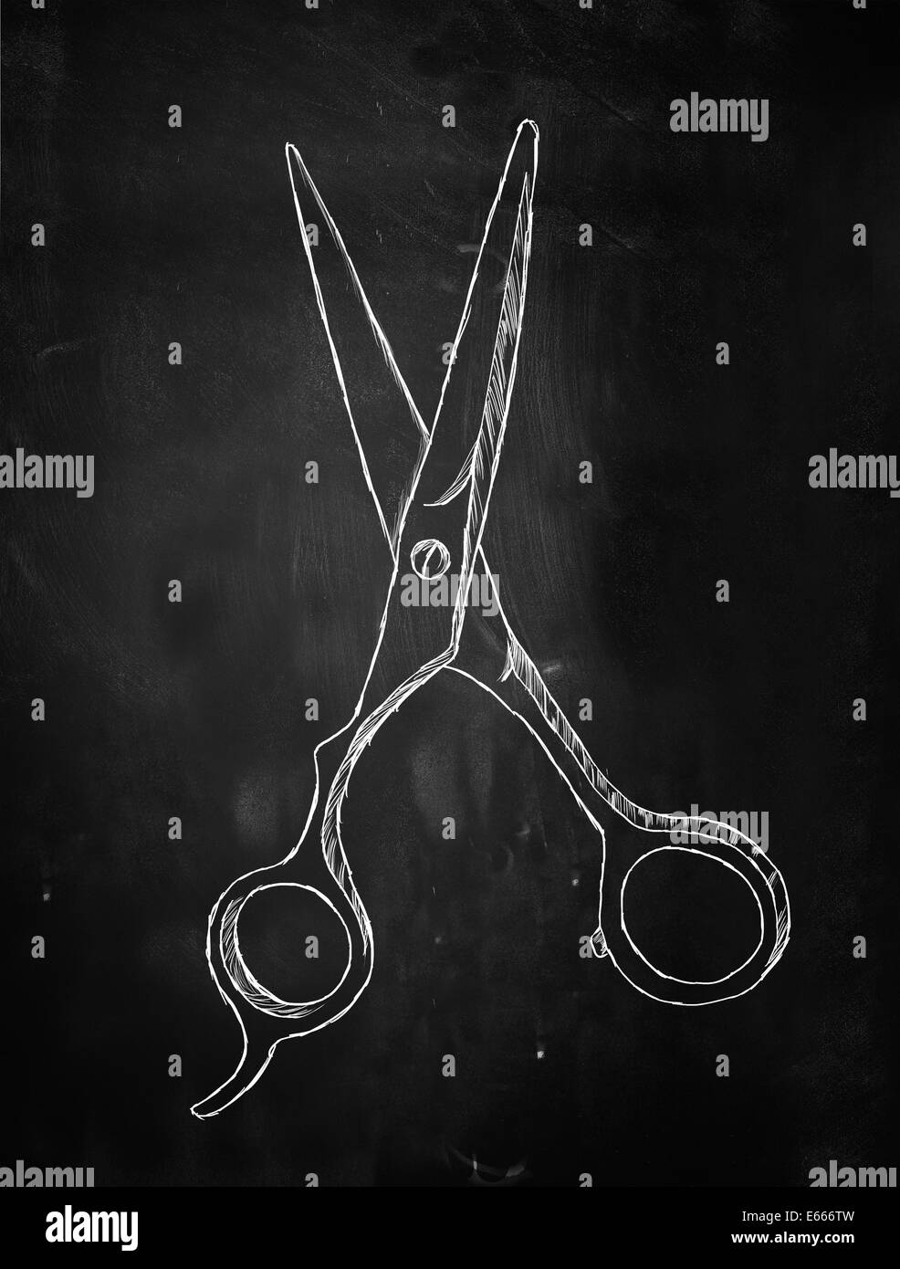 Scissors Sketch on blackboard Drawing Art Stock Photo - Alamy