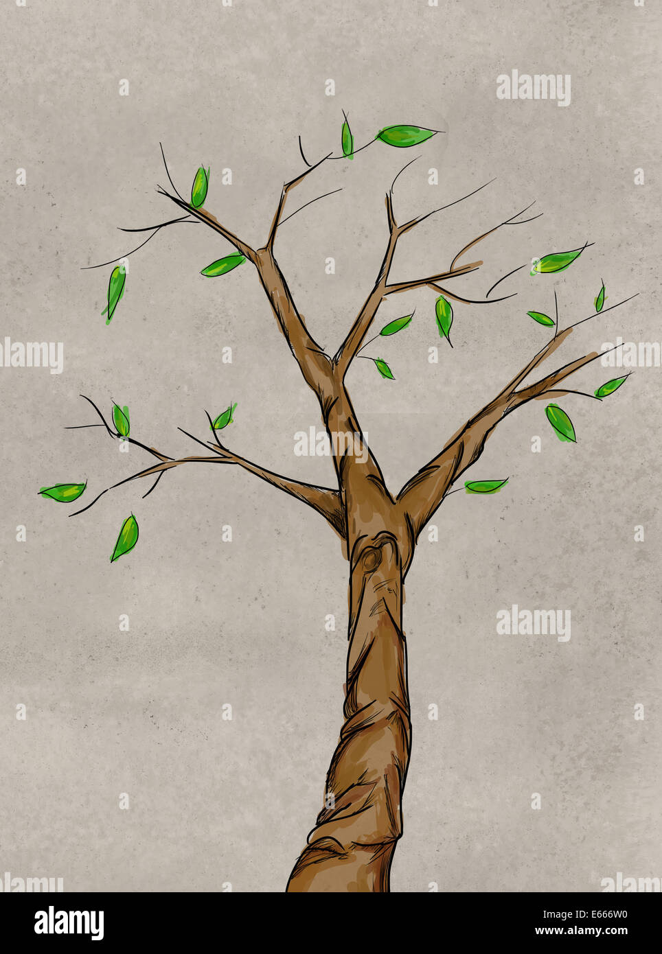 Stem decoration sketch tree watercolor Drawing art Stock Photo - Alamy