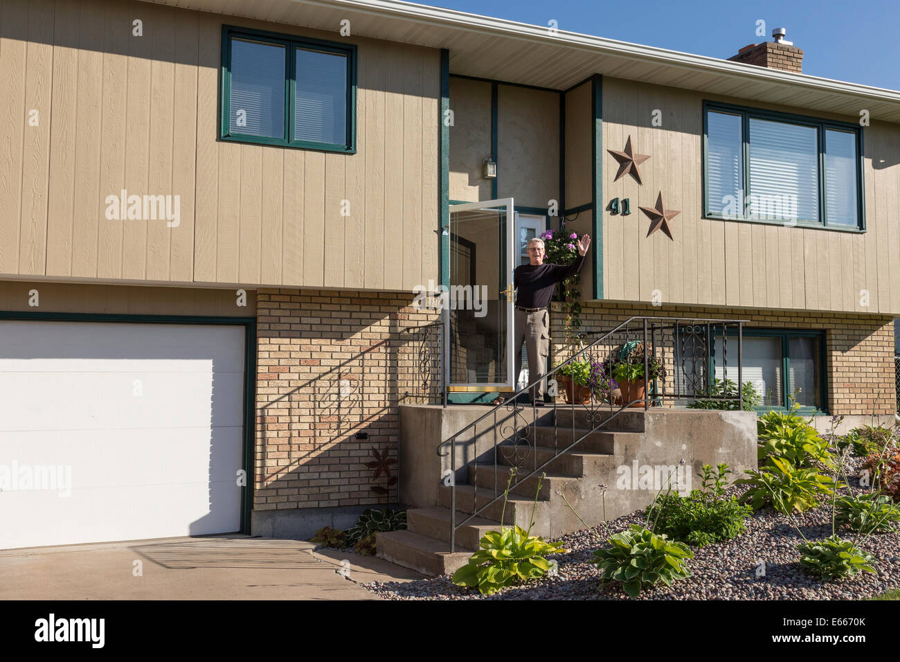 Residential House Exterior in Middle Class Neighborhood, MT, USA Stock ...