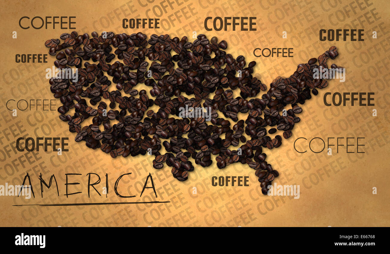 America map Coffee Bean producer on Old Paper Stock Photo - Alamy