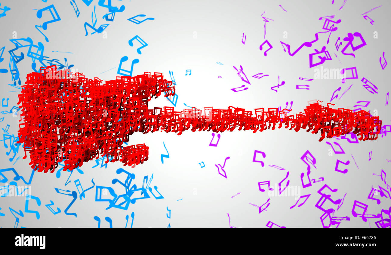 Electric Guitar Musical Note Particles 3D Art Paper Stock Photo - Alamy