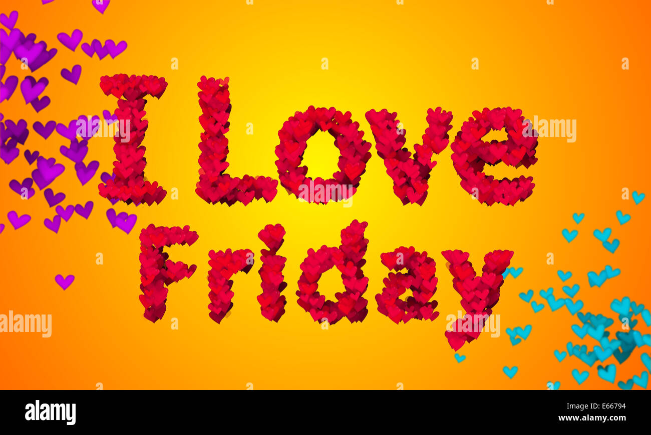 I love Friday Particles Heart Shape 3D Art Orange Stock Photo - Alamy