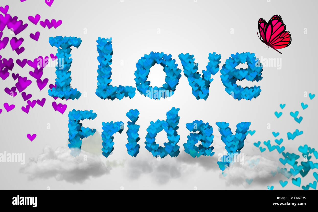 I love Friday Particles blue Heart Shape 3D Stock Photo - Alamy