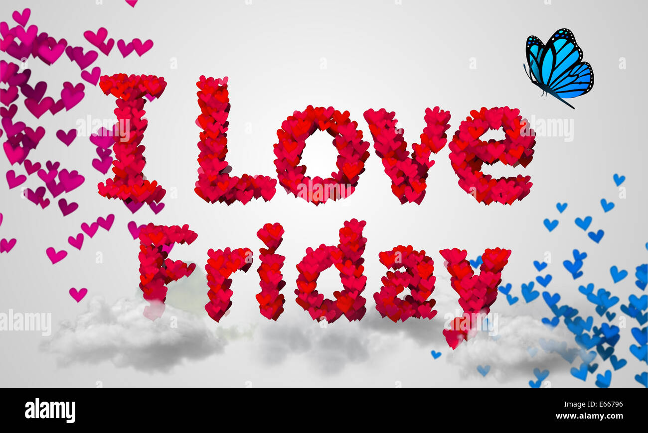 I love Friday Particles Red Heart Shape 3D Stock Photo - Alamy