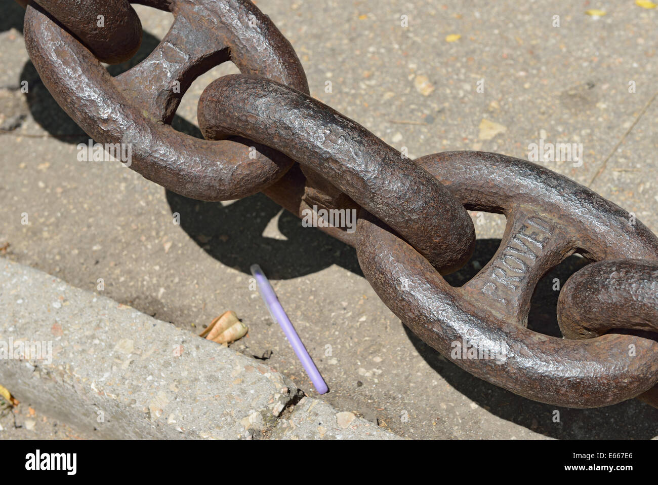 The closeup of ancient rusty anchor chain of very big size Stock Photo ...