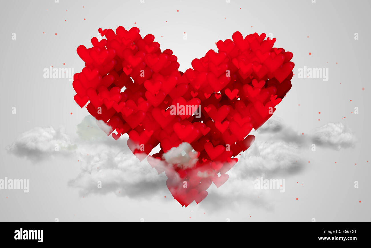 Red Love Shape Particles on the sky white background Stock Photo - Alamy