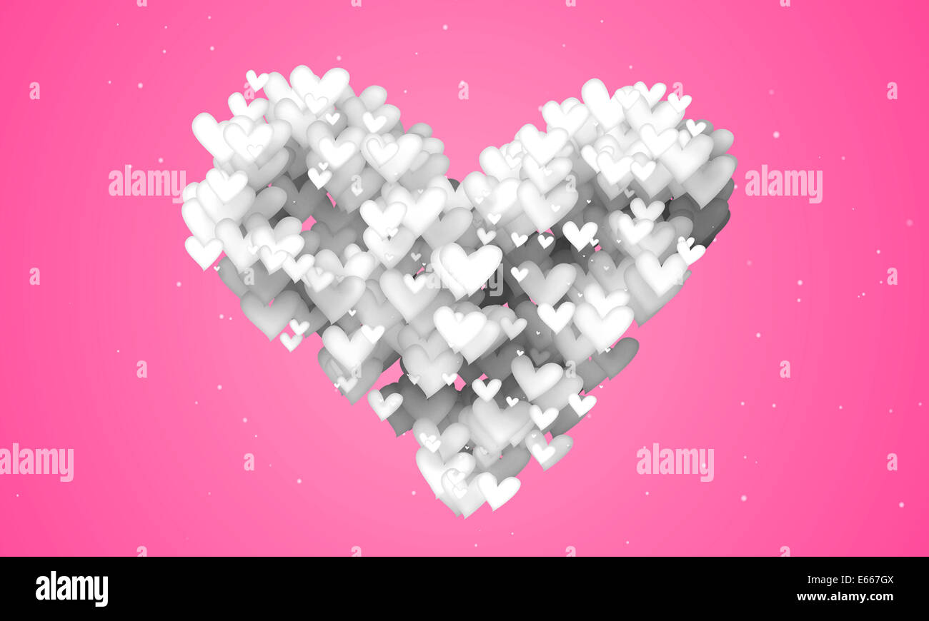 Love Shape Particles pink background 3D Paper Stock Photo - Alamy