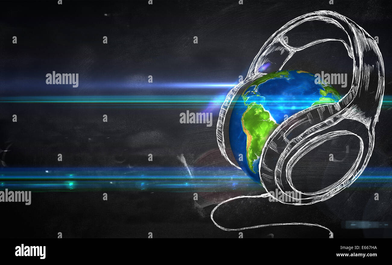 Earth Music Blackboard Background Sketch Art Blackboard Stock Photo - Alamy