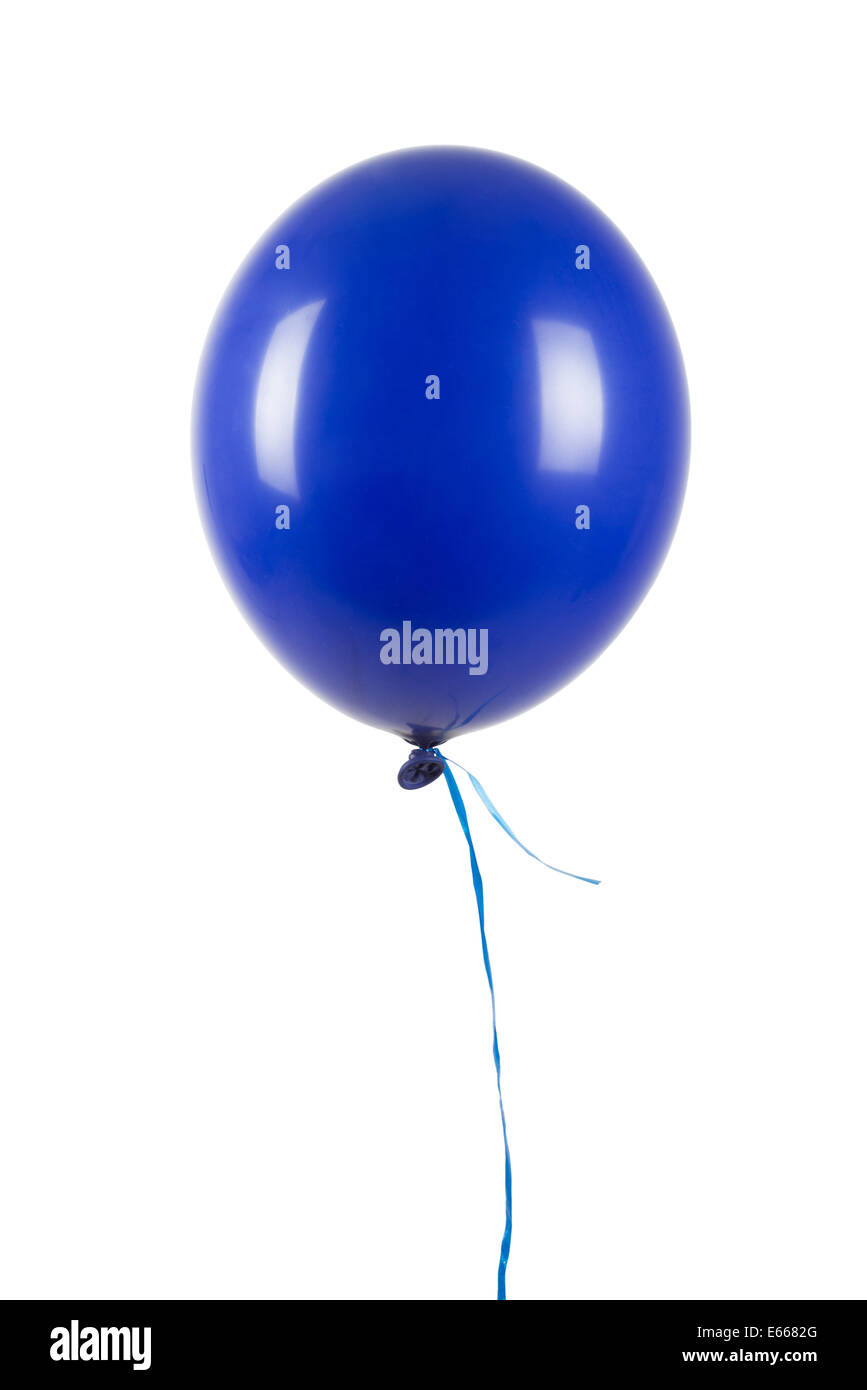 Single blue balloon isolated on white Stock Photo - Alamy