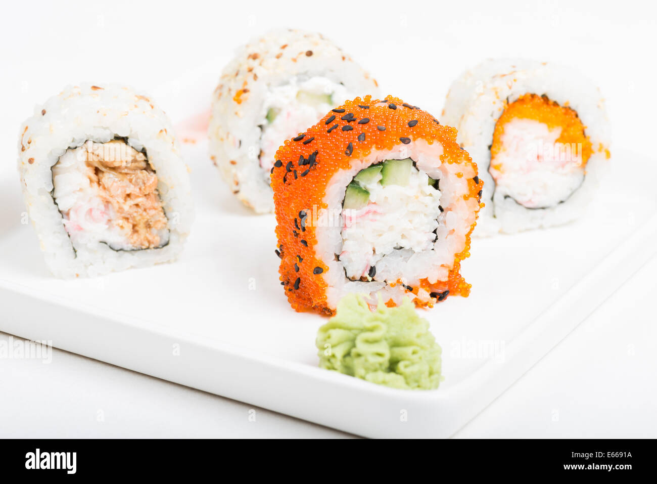 Rolls with wasabi Stock Photo - Alamy