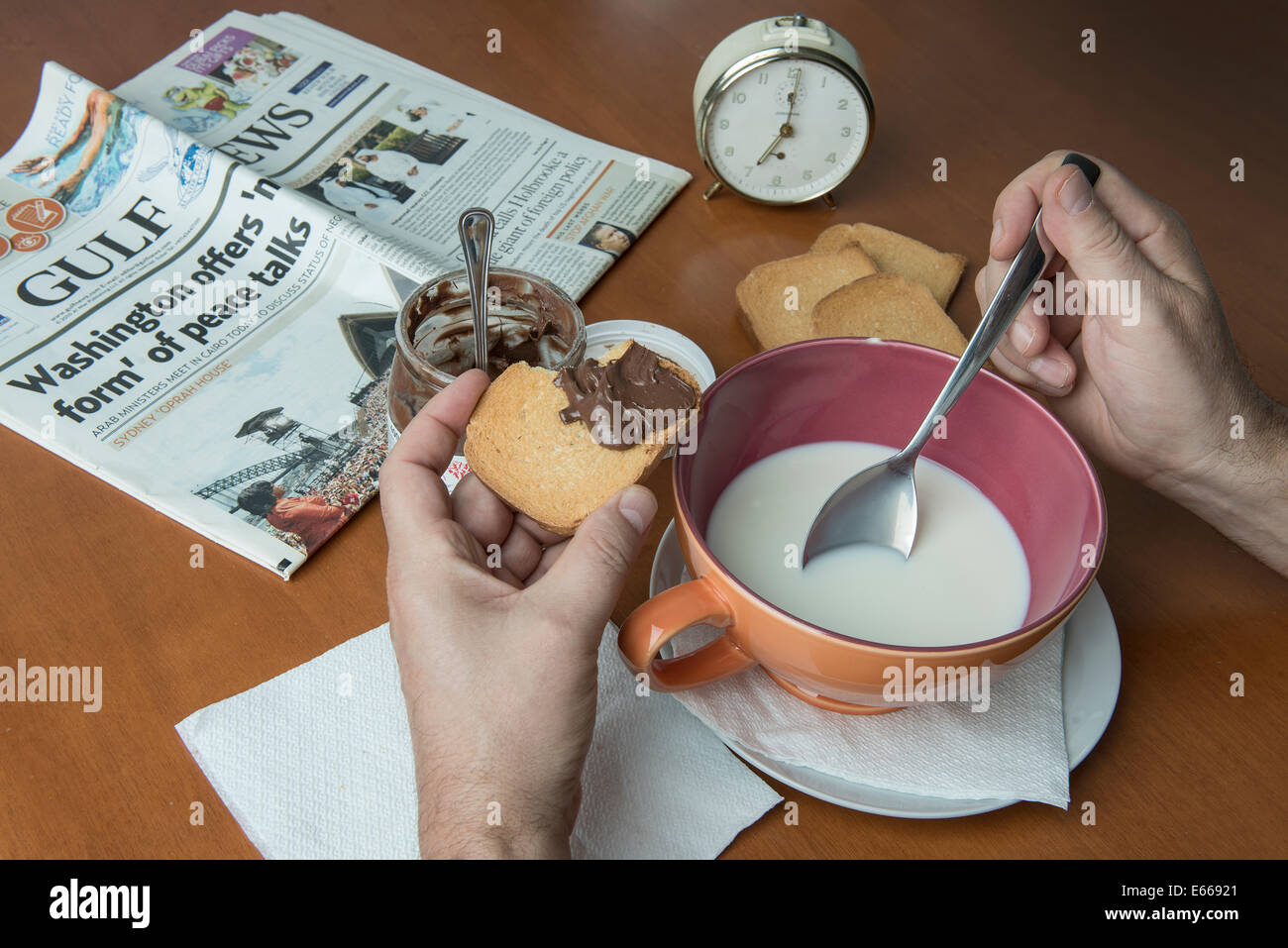 Newspaper coffee mug on table hi-res stock photography and images - Alamy