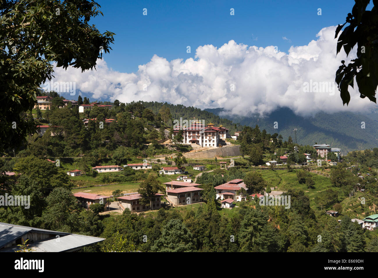 Eastern Bhutan, Mongar, view across town to Dzong Stock Photo - Alamy