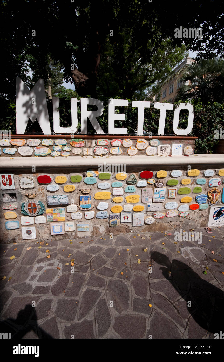Italy, Liguria, Alassio, Signs on the Wall Il Muretto Stock Photo - Alamy
