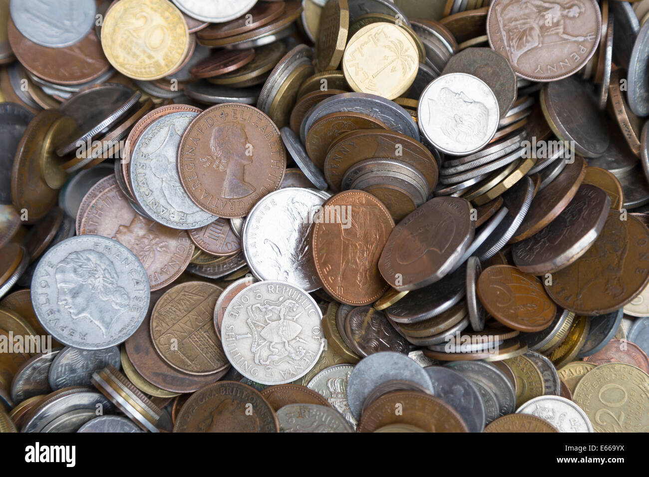 Old mixed currency coins Stock Photo - Alamy