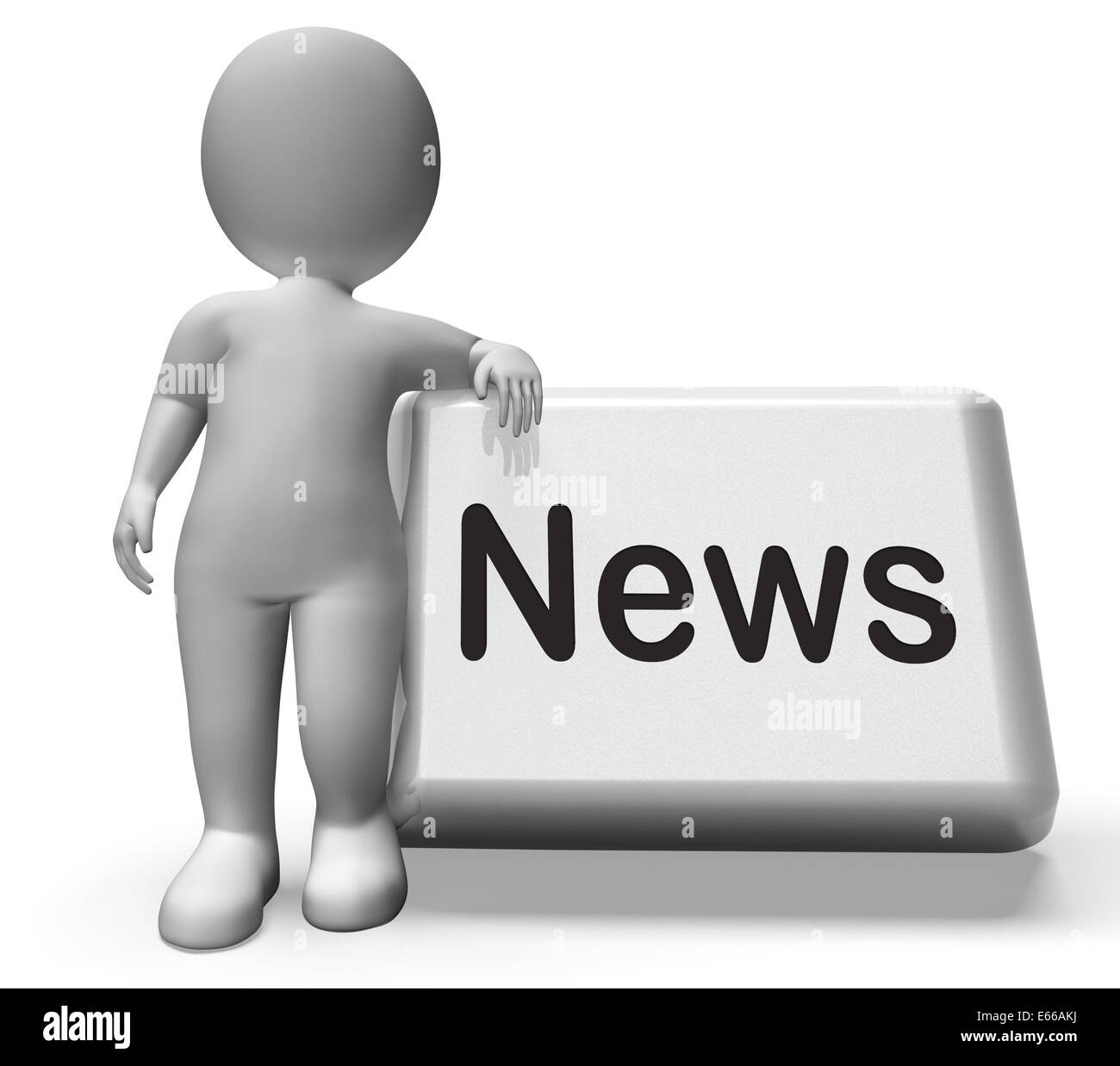 News Button With Character Showing Newsletter Broadcast Online Stock ...