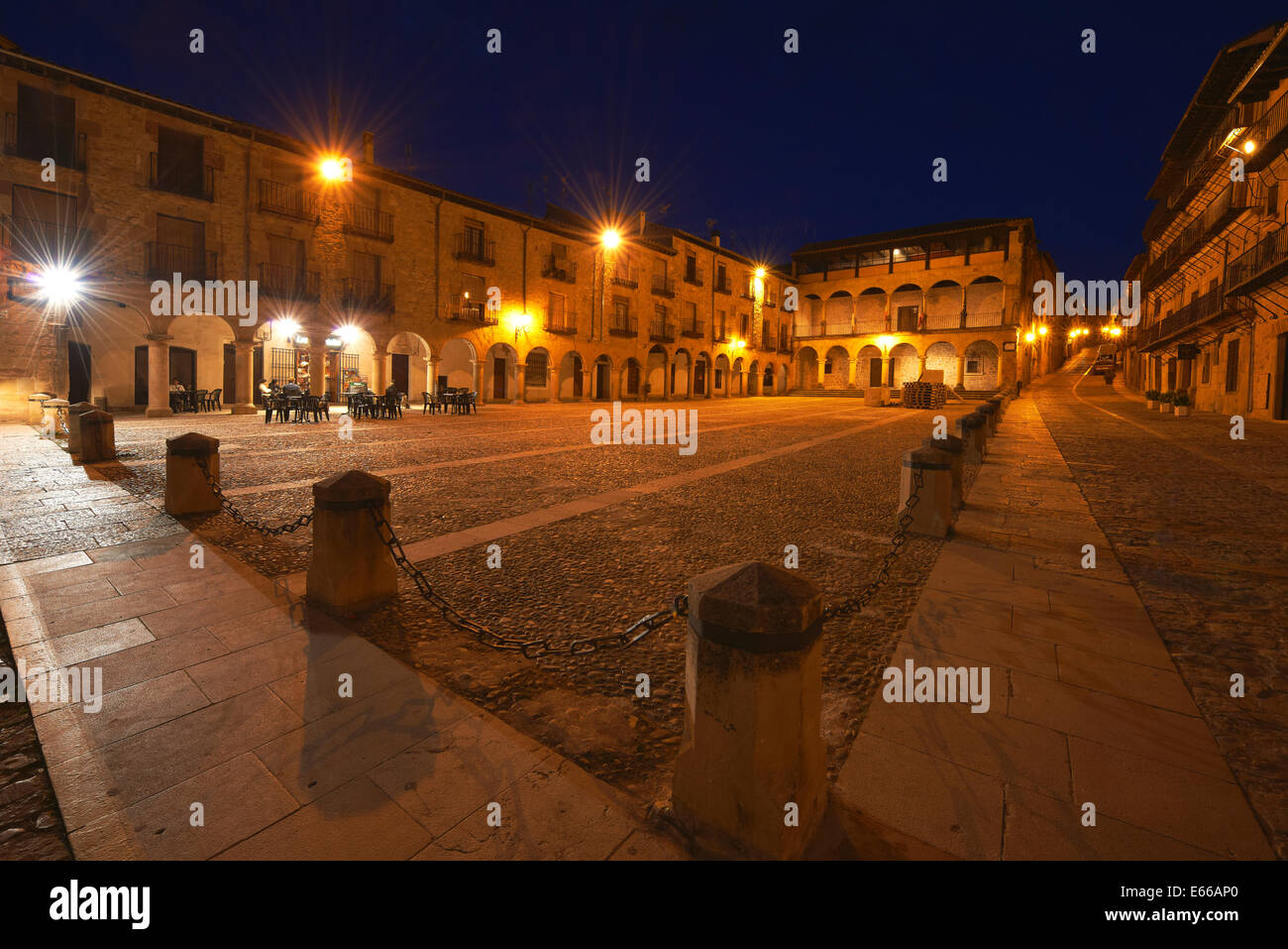 Siguenza. Town Hall, Main Square at Dusk, Plaza Mayor, Guadalajara ...