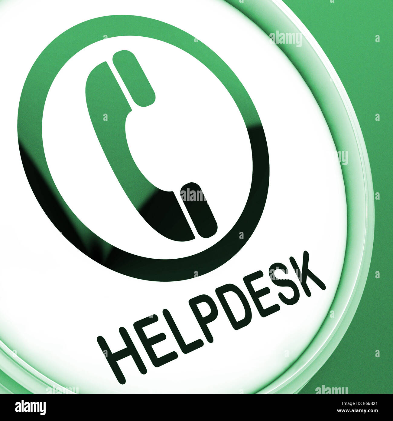 Helpdesk Button Showing Call For Advice Stock Photo - Alamy