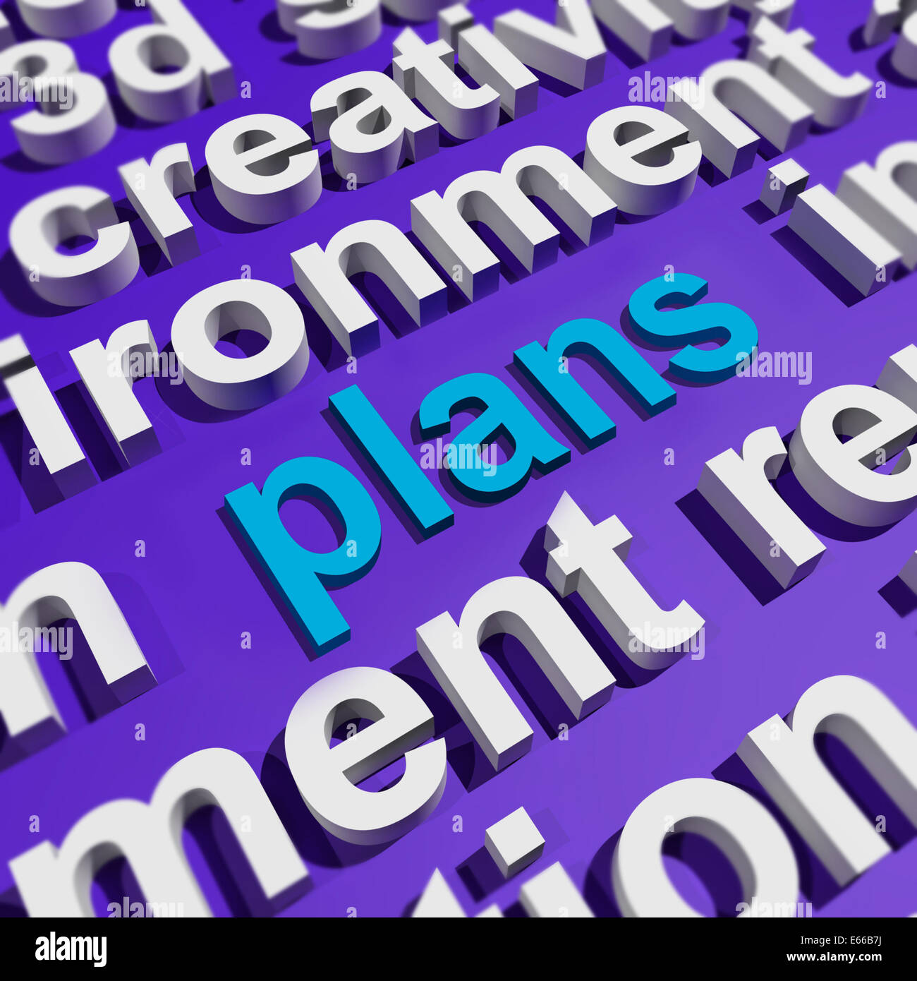 Plans In Word Cloud Showing Objectives Planning And Organizing Stock ...