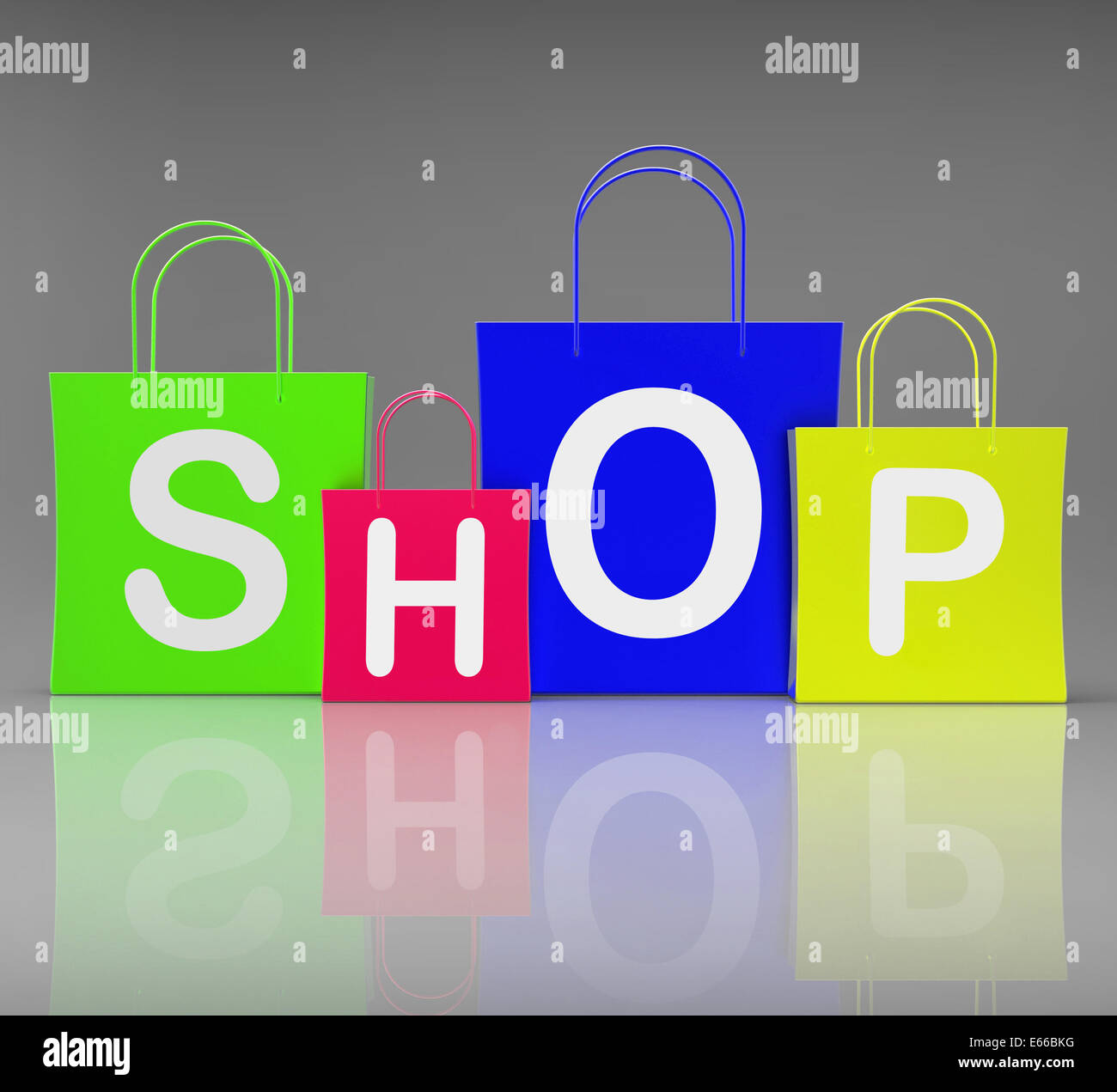 Shop Bags Showing Retail Buying and Shopping Stock Photo - Alamy