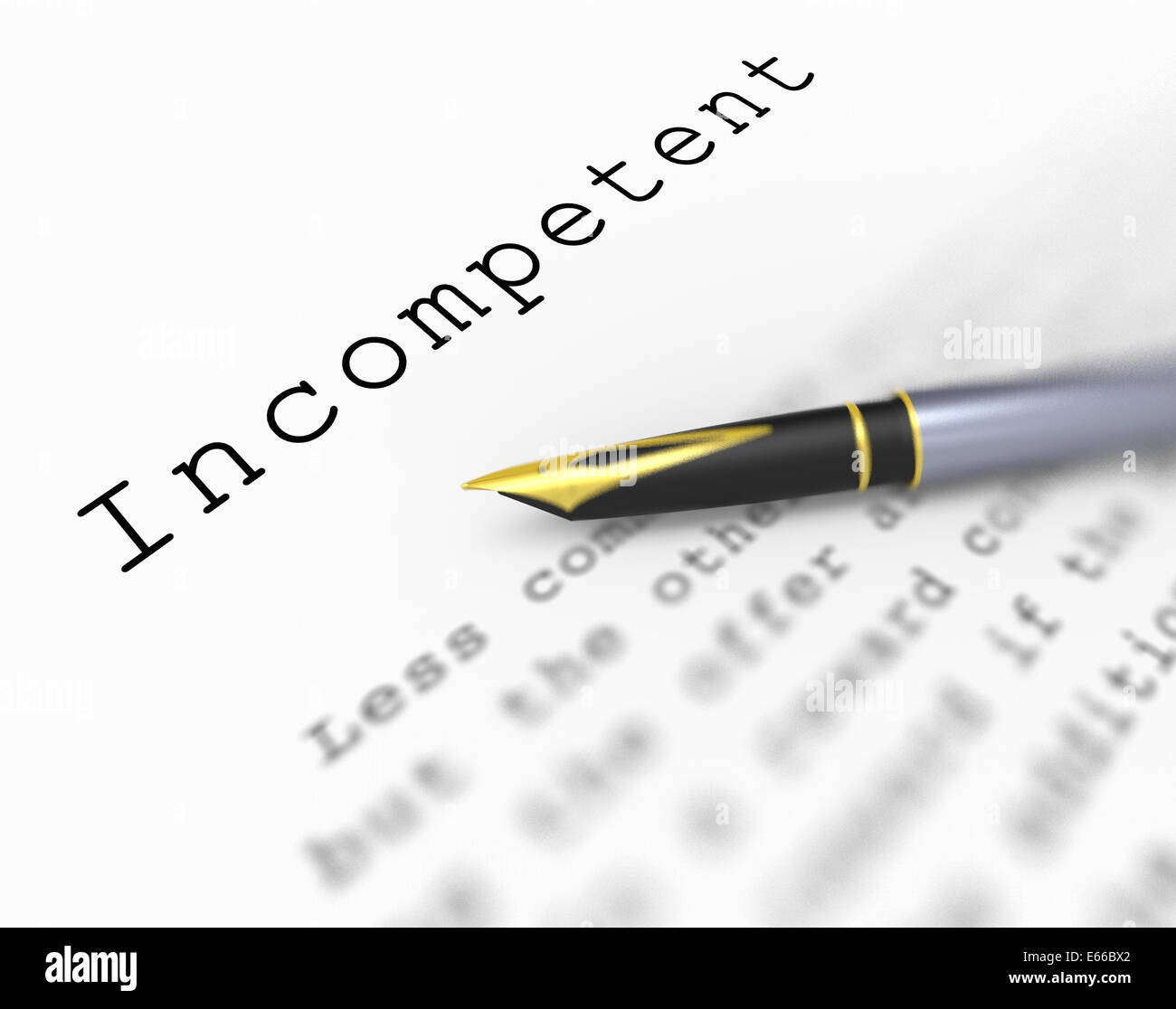 Incompetent Word Showing Unskilled Incapable And Inexperienced Stock ...