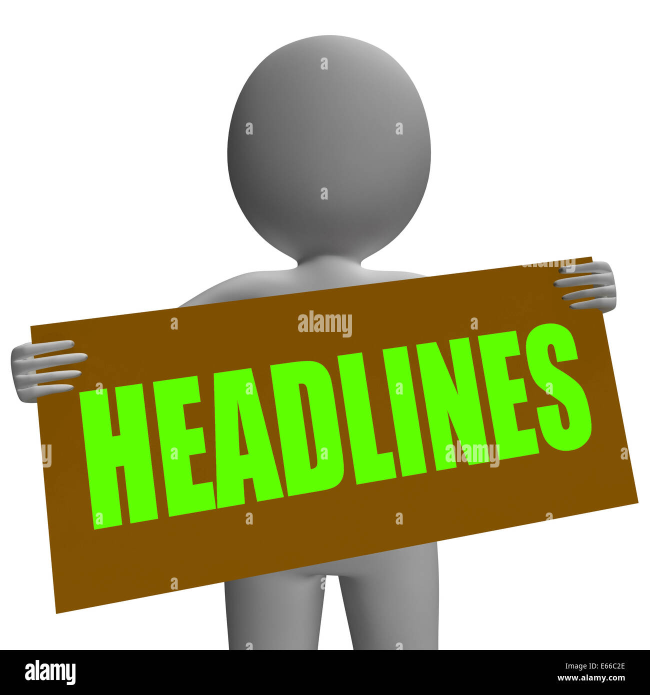 Headlines Sign Character Showing Newspaper Headlines Important Or ...