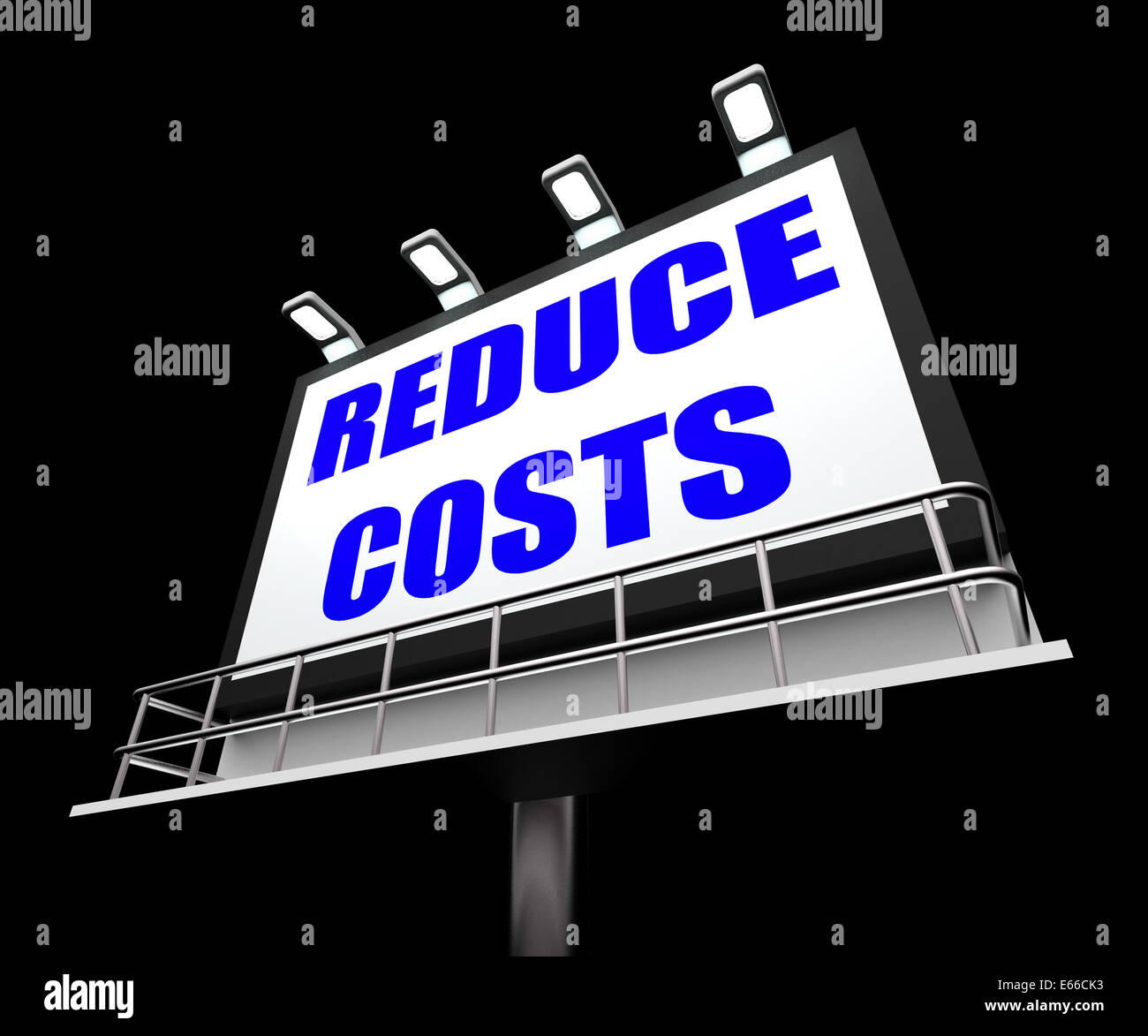 Reduce Costs Sign Meaning Lessen Prices and Charges Stock Photo - Alamy