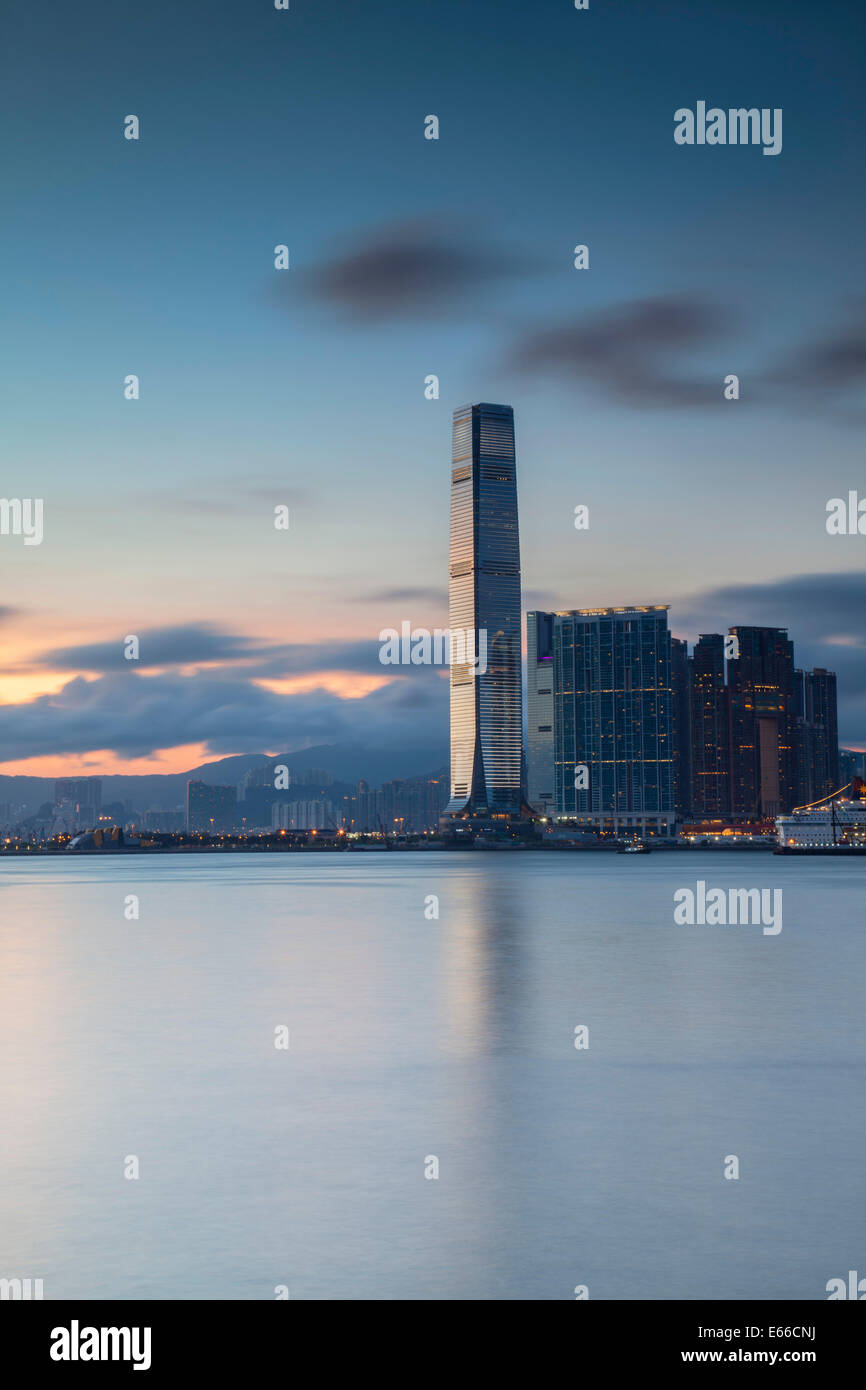 International Commerce Centre (ICC) at sunset, West Kowloon, Hong Kong ...